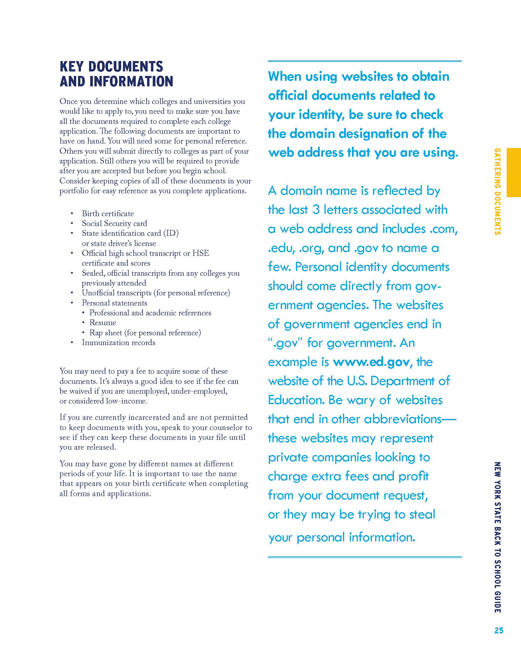 New York State Back to School Guide | Personal Identification Documents ...